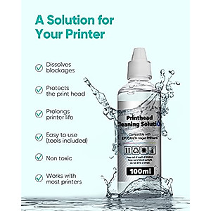 Printer Cleaning Kit | Printhead Cleaning Kit for HP Epson Canon Brother Inkjet Printer 8600 8610 8620 ET-2650 WF-2650 WF-2750 WF-7710 ect,High Efficiency Premium Syringe,100ML Best-Printers Certified