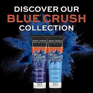 John Frieda Blue Crush Blue Shampoo and Conditioner Set for Brunettes, Crush Brassy Tones for Brunettes, 8.3 Fl Oz