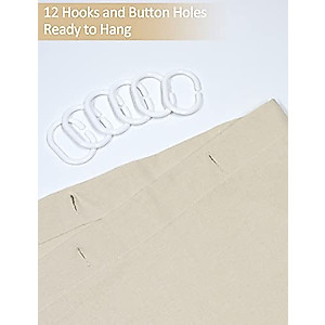 SUMGAR Cotton Shower Curtain Boho Farmhouse Shower Curtains for Bathroom with Tassels & Jacquard Striped Window, Beige Fabric Fringe Shower Curtain Set with Hooks, 72" x 72"