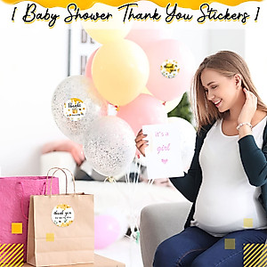 500 Pieces 1.5 Inch Bee Thank You Labels Baby Shower Bumble Stickers for Jars Bottle Gift Box Birthday Baby Shower Party Favor Label Stickers 8 Design