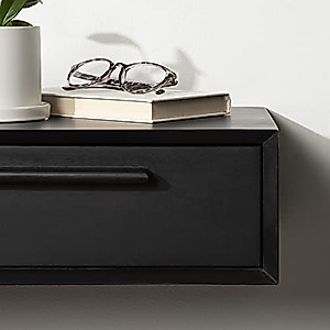 Kate and Laurel McCutcheon Floating Wood Storage Shelf, 18 x 12 x 6, Black, Decorative Transitional Floating Wall Shelf with a Concealed Cubby Compartment