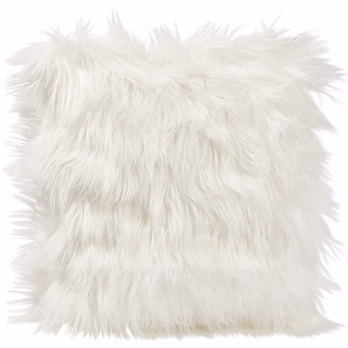 2-Pack 18x18-Inch Faux Fur Fabric Squares, Shaggy White Synthetic Fur Sheets for Crafting and Sewing Projects, Costumes for Pets and Dolls, Throw Pillow and Scatter Cushion Making Supplies