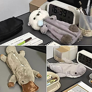 Animal Pencil Case, Plush Animal Stationery Pouch, Animal Cartoon Large Capacity Shark Bird Zipper Organizer Storage Bag, Cute Small Pencil Pouch (Duckbill)