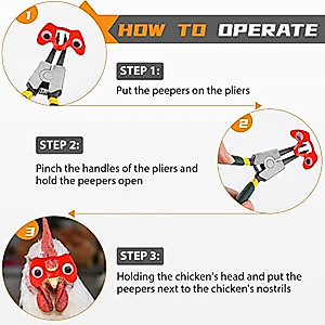 Proshine 50 Pcs Pinless Peepers with Stickers, Pliers for Chickens, Pheasant Poultry Blinders, Anti-Pecking Glasses Goggles