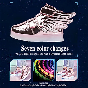 MAQLPC Kids LED Light Up Shoes Boys Girls USB Chargable Dancing Sneakers for Halloween Christmas Party Pink 31