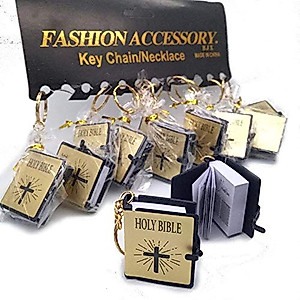 Bible Keychain, 12 PCS Miniature Real Bible Key Chains Handbag Pendant Xmas Gift with Magnifying Glass