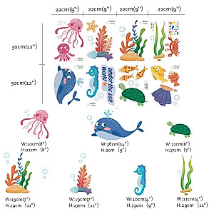 Runtoo Under The Sea Wall Stickers Whale Fish Jellyfish Wall Decals Bathroom Kids Bedroom Baby Nursery Wall Decor