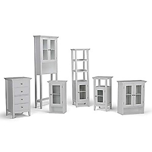 SIMPLIHOME Acadian 28 inch H x 23.6 inch W Double Door Wall Bath Cabinet in Pure White with Storage Compartment and 2 shelves, for the Bathroom, Transitional