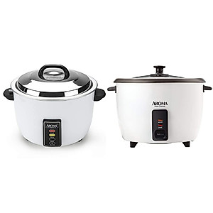 Aroma Housewares 60-Cup (Cooked) (30-Cup UNCOOKED) Commercial Rice Cooker (ARC-1033E) & Housewares 32-Cup (Cooked) (16-Cup UNCOOKED) Pot Style Rice Cooker (ARC-7216NG)