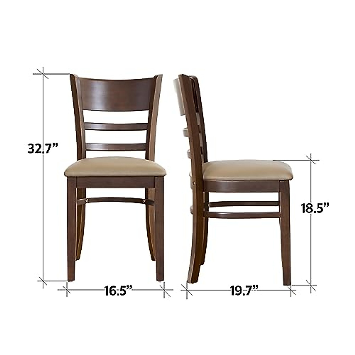 Livinia 5 Piece Cabin Wooden Dining Room Table Set with 4 Ladder Back Chairs (Walnut)