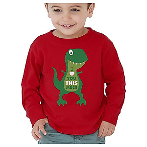 Dinosaur Boys Valentines Shirt Long Sleeve Funny Trex Heart Crusher Valentine Day Toddler Boy Kids T-Shirt 4T Red
