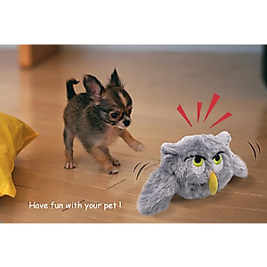 YOOGAO Pet Interactive Dog Toy, Plush Electric Dog Toy, Vibrating and Squeaky, Battery Operated, Prevent Boredom for Pets (Owly)