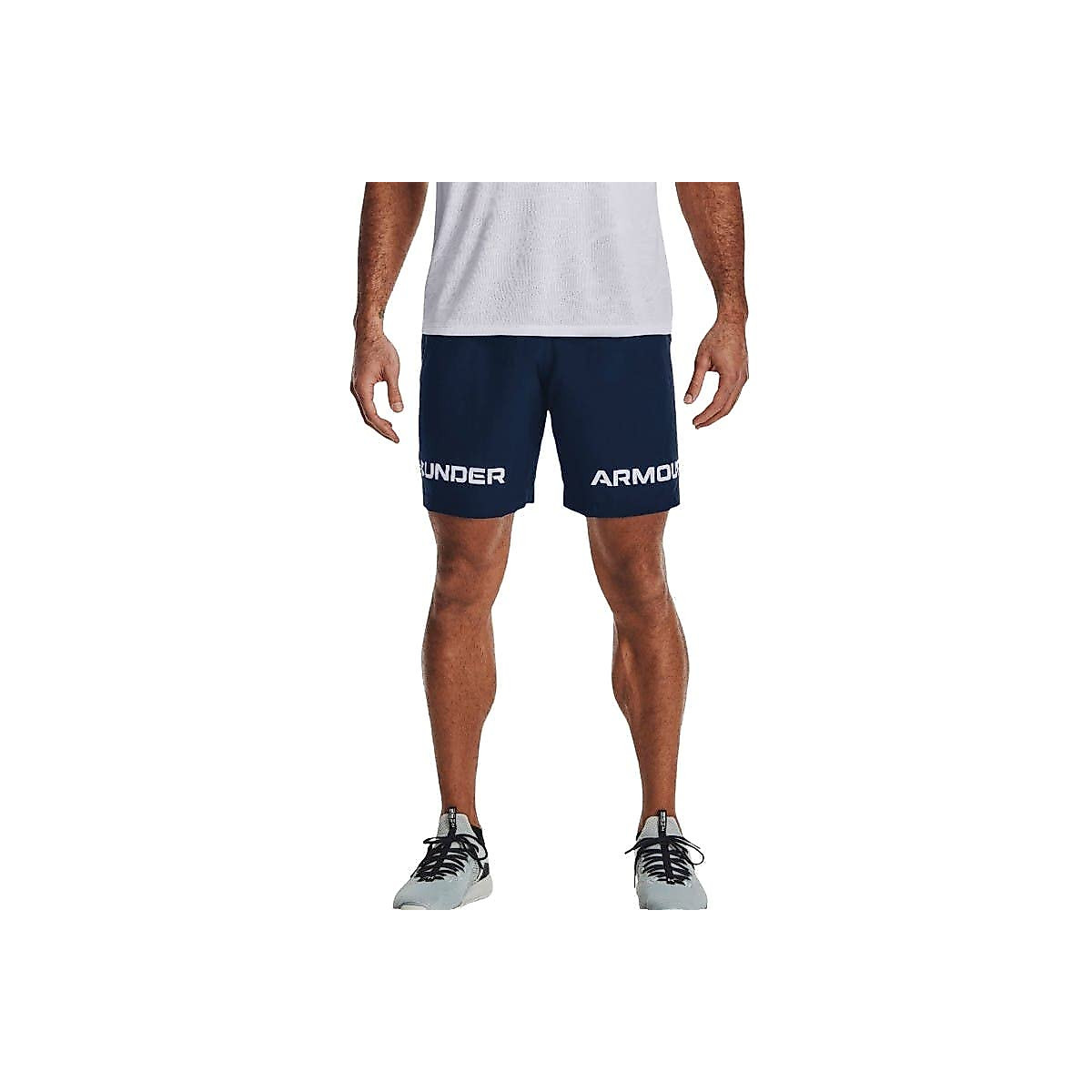 Under Armour Woven Graphic Wordmark Shorts, Academy Blue (408)/White, Medium