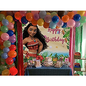 Cartoon Moana Birthday Backdrop Maui Summer Beach Princess Girls Birthday Photo Background Baby Shower Party Supplies Cake Table Decoration (7x5ft)