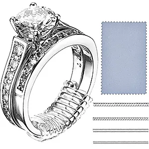 Frienda 16 Pieces Ring Sizer Adjuster for Loose Rings with Silver Polishing Cloth, 4 Sizes
