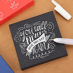 EOOUT Sticky Notes, 3x3 Inches, 6 Pads, Dark Color, Self-Stick Post for School Supplies, Strong Adhesive, Dark Color Sticky Pad with 1 Metallic Pen, 720 Sheets