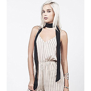 L'VOW Women's Stylish Soft Black Thin Skinny Scarf BoyFriend Tie Necktie Choker(Black)