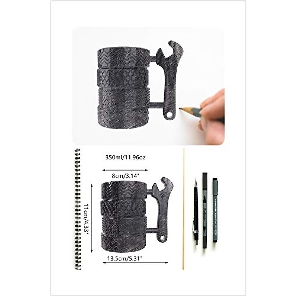 MISHOWNET Tire Coffee Tea Mug Gift for Car Lovers Mechanics Car Enthusiasts Christmas Gifts for Man Birthday Gift