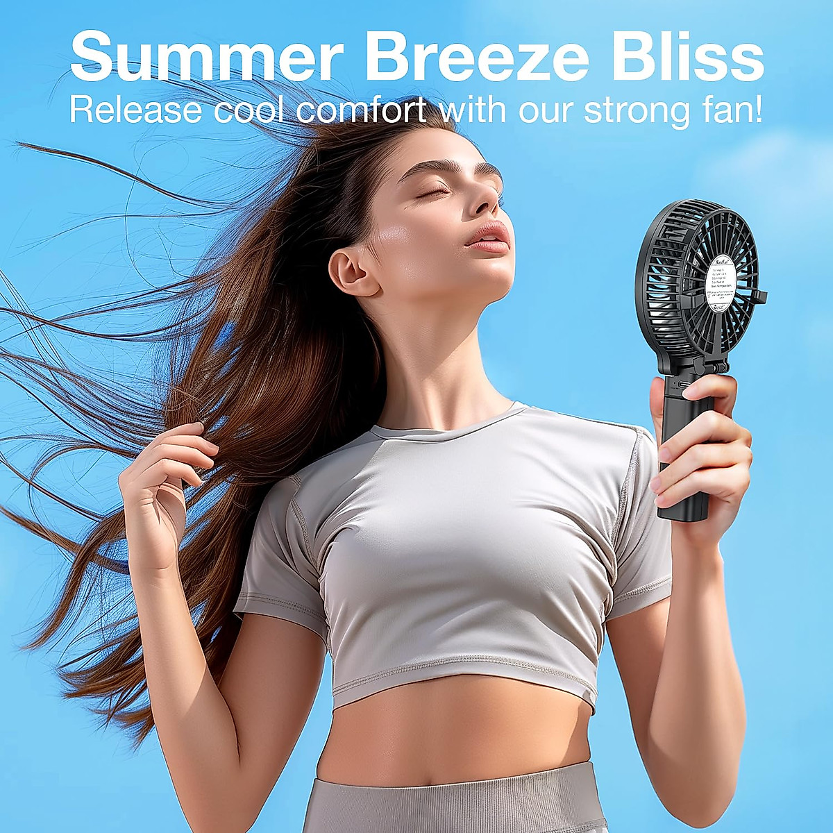 VersionTECH. Mini Handheld Fan, USB Desk Fan, Small Personal Portable Table Fan with USB Rechargeable Battery Operated Cooling Folding Electric Fan for Travel Office Room Household Black