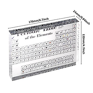 awagas Heritage Periodic Table of Elements, Acrylic Periodic Table Display with Elements, Student Teacher Gifts Crafts Desktop Ornaments Decoration (Embedded Pattern 170x120x24mm)