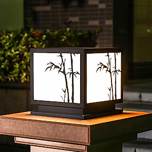 BEMITH Solar Flame Post Lamp Outdoor Three Modes Outdoor Stigma Lamps High Brightness Flickering Flame SMD LED Lighting Solar Powered Fence Column Light, Fit 4x4, 5x5 Or 6x6 Wooden Posts