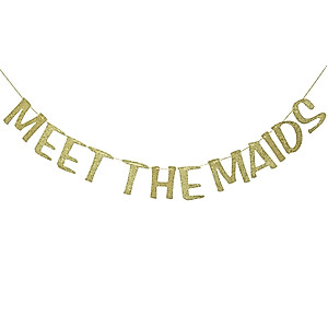 Meet the Maids Banner Sign Garland for Bridal Shower Party Decor Team Bride Bachelorette Photo Prop Backdrop (Gold)