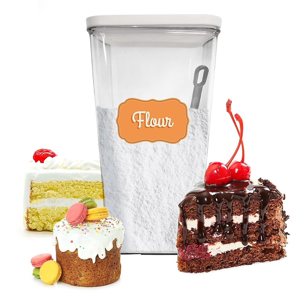 Kitchen Discovery Flour or Sugar Container with Lid and Spoon Airtight 6.5L Food Storage Container Also Retains Freshness of Cereal, Snacks and Coffee – Multipurpose Storage with Spoon