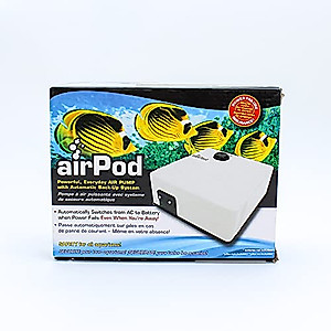 Penn-Plax Air Pod Aquarium Air Pump for Power Outage Automatic Turn On Keeps Fish Safe Up to 55 Gallons, Model:APB1