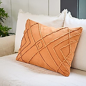 Main + Mesa Creative Co-Op Embroidered Cotton Geometric Lumbar Pillow, Rust