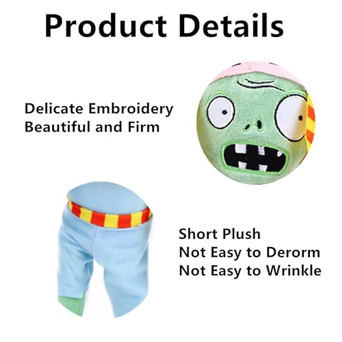 JHESAO 12" Plants and Zombies Plush RA Zombie Toys PVZ Plushies 1 2 Stuffed Soft Doll Sun Zombie Toy