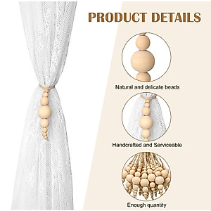 Soaoo 36 Pcs Christmas Jute Rope Tassels with 7 Wood Beads Jute Tassels for Crafts Boho Natural Wooden Bead Hanging Ornaments Decorations Christmas Tree DIY Farmhouse Rustic Minimalist Country Neutral