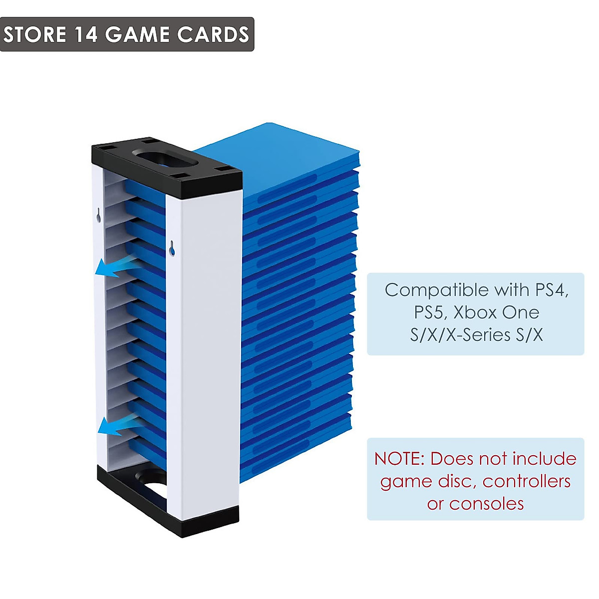 Acogedor Video Game Storage Tower for // One, Video Game Shelf Console Organizer with 14 Card Slots, Vertical Video Game Holder Rack