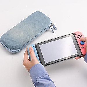 Younik Switch Case for Switch 2017, Denim Switch Carrying Case for Girls, 15 in 1 Accessories kit with Portable Case, Screen Protector, Cover, Thumb Grips Caps, Game Card Case and Strap