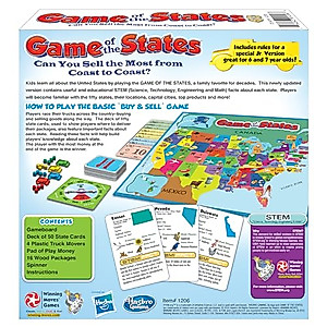 Game of The States with 1970's Original Artwork, by Winning Moves Games USA, Children's Pick Up and Deliver Game, for 2 to 4 Players, Ages 8 and up
