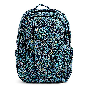 Vera Bradley Women's Cotton Large Travel Backpack Travel Bag, Dreamer Paisley - Recycled Cotton, One Size