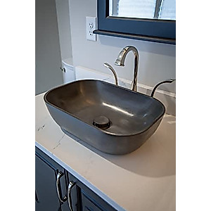 Eden Bath Rounded Corners Rectangular Concrete Vessel Sink (Charcoal)