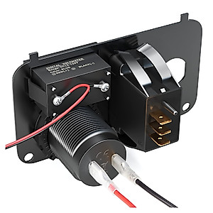 10L0L Golf Cart 3 in 1 Multifunctional Integrated Panel,12V 3.0 Fast Charge Dual USB Charger Socket & LED Digital Voltmeter & Forward Reverse Switch Button,Fit for EZGO TXT PDS Golf Models