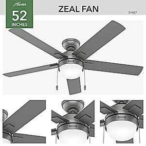 Hunter Fan Company 51467 Zeal Ceiling Fan, 52, Matte Silver