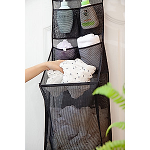 ALYER Multifunctional Over The Door Laundry Basket,Behind The Door Storage Organizer for Laundry,RV,Dorm,Bathroom,Bedroom,Pantry, Nursery,Kitchen,Black