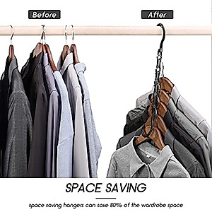 HOUSE DAY Black Magic Space Saving Hangers, Premium Smart Hanger Hooks, Sturdy Cascading Hangers with 5 Holes for Heavy Clothes, Closet Organizers and Storage, College Dorm Room Essentials 10 Pack