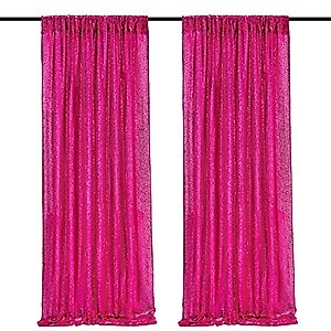 Fuchsia Sequin Backdrop Curtain Panels Stage 2 Pieces 2FTx8FT Wedding Party Background Drapes