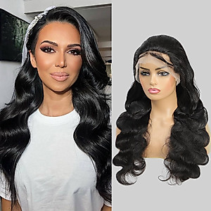 Yogurtgirl 13x4 Lace Front Wigs Human Hair, 20Inch Glueless Human Hair Wigs for Black Women, HD Transparent Body Wave Lace Front Wigs Human Hair Pre Plucked with Baby Hair, 180% Density Glueless Wigs.