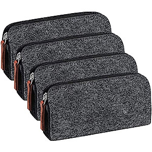 RIANCY Stationery Pencil Case Pouch Stylish Simple Small Pencil Bag Durable Compact Zipper for Office Art Cosmetics Storage Supplies (Black)