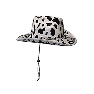 PrideAhead Cowboy Hat Fun Cow Print Hat – Unisex Black and White Cowboy Hat (1)