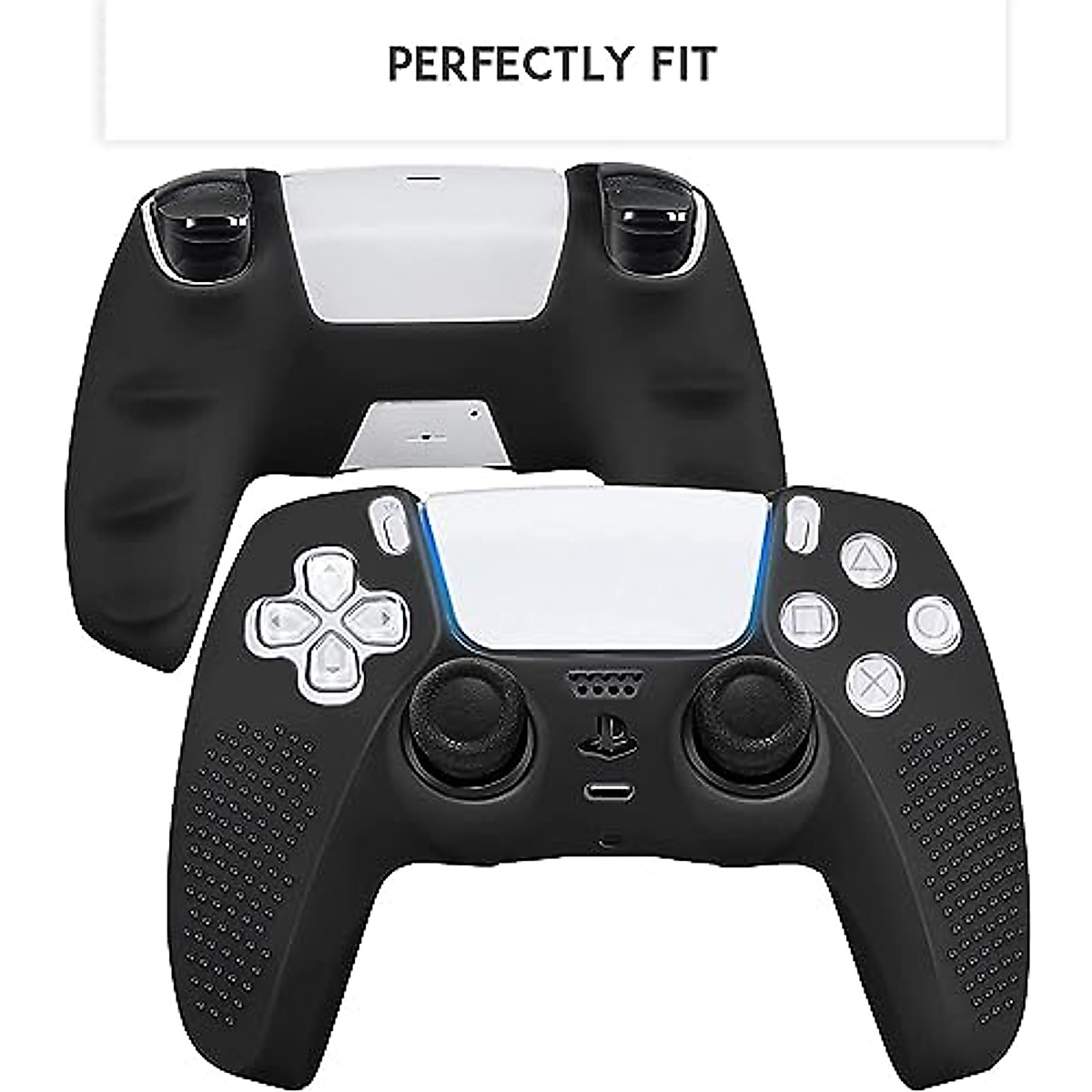 SIKEMAY [2 Pack] PS5 Controller Skin, Anti-Slip Thicken Silicone Protective Cover Case Perfectly Compatible with Playstation 5 Dualsense Controller Grip with 8 x Thumb Grip Caps