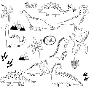 Baby RyRo London Stylish Dinosaur Wall Decals - Charming Baby Room Decor, Dinosaur Wall Decor, Dinosaur Wallpaper, 36 Dino Wall Decals, Peel and Stick Wallpaper, Peel and Stick.