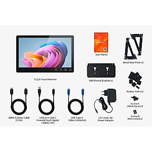 Gechic 11.6" T111A Industrial Touch Monitor, HDMI, USB-C Built-in Gain IC Long Transmission,VESA Mount,10-Finger high Immunity Touch,True-Flat Touchscreen for Embedded Device POS/Kiosk/Automation