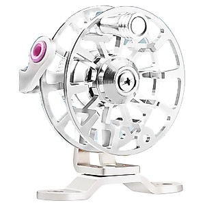 FANGBLUE Winter Fishing Reel All Metal 1.76oz(50g) Lightweight 2.1inch(53mm) Upgrade Base Right Hand Mini Fly Wheel for Trout Pike Ice Fishing Tackle (Sliver
