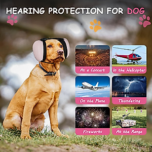 BERGWERK Dog Ear Muffs For Dog Hearing Protection,29dB NRR Dog Earmuffs for Noise Protection (Pink, Medium)