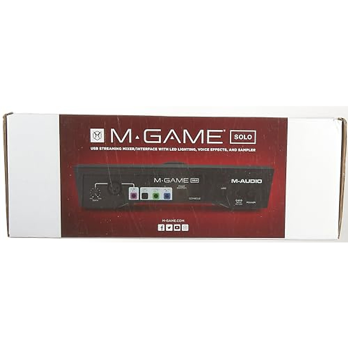 M-Game Solo USB Audio Interface Mixer for Streaming and Gaming with XLR Microphone in, Optical in, Voice FX, Sampler, Lights and Software